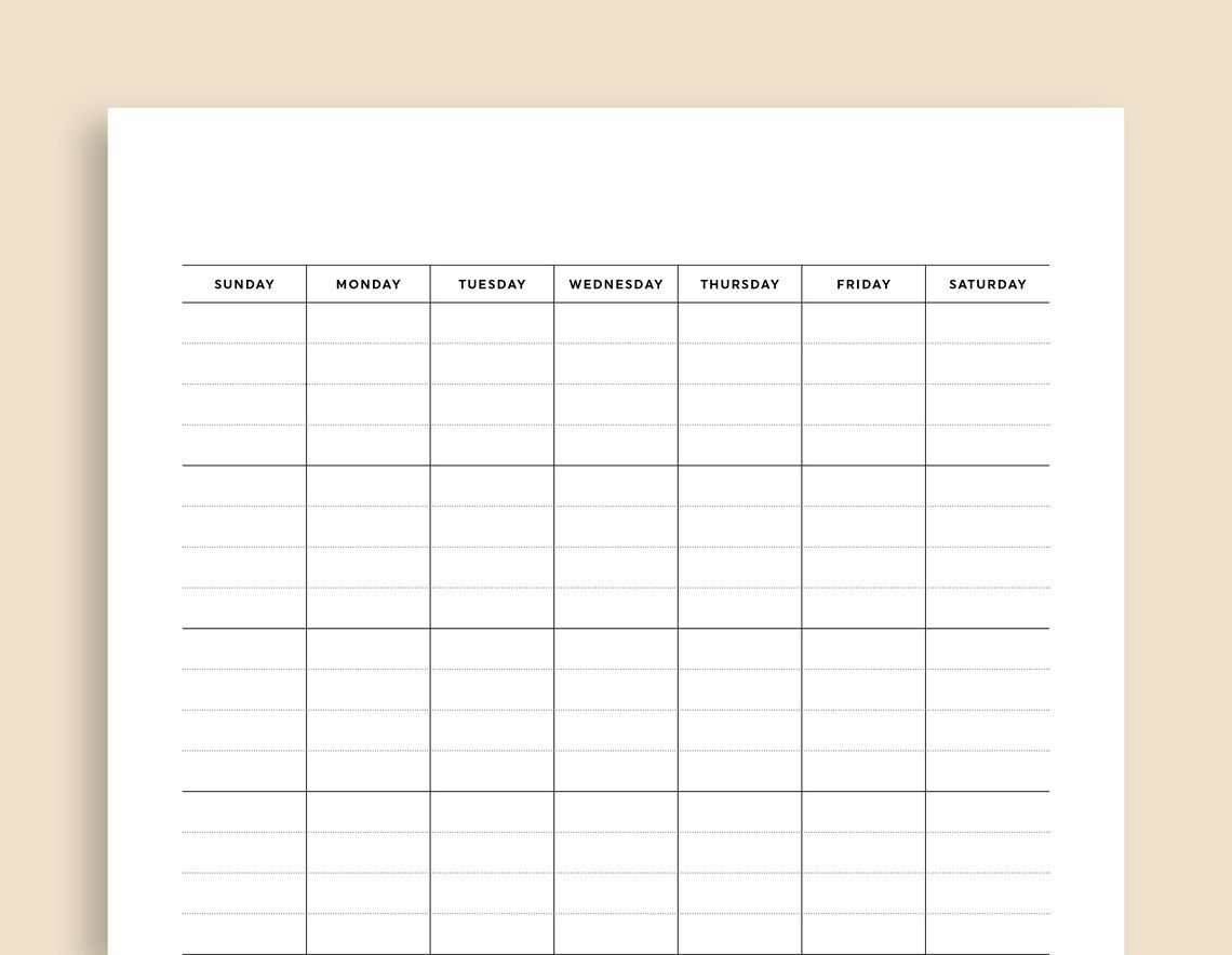 Blank Vertical Calendar + Notes Printable, Monthly Calendar, Month ...