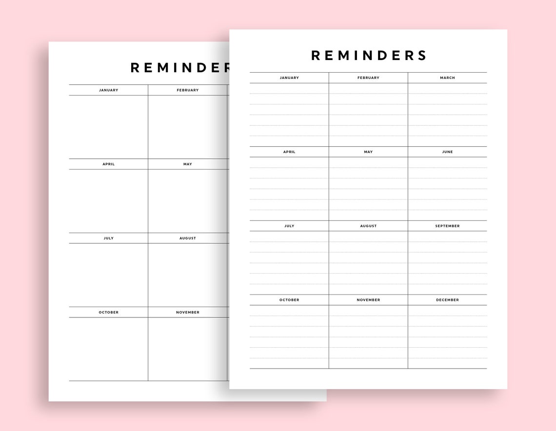 Reminders Printable, 2023 Reminders Printable, Yearly Reminders ...