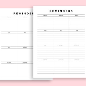 Reminders Printable, 2023 Reminders Printable, Yearly Reminders ...