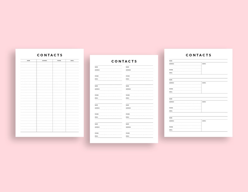 Printable Contact List, Address Book Printable, Address Log Printable ...