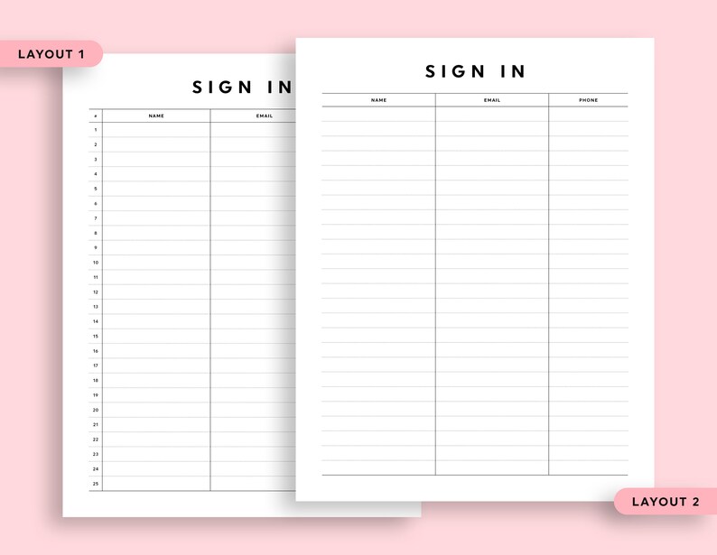 Sign in Printable, Sign in Sheets Printable, Sign in Template, Letter ...