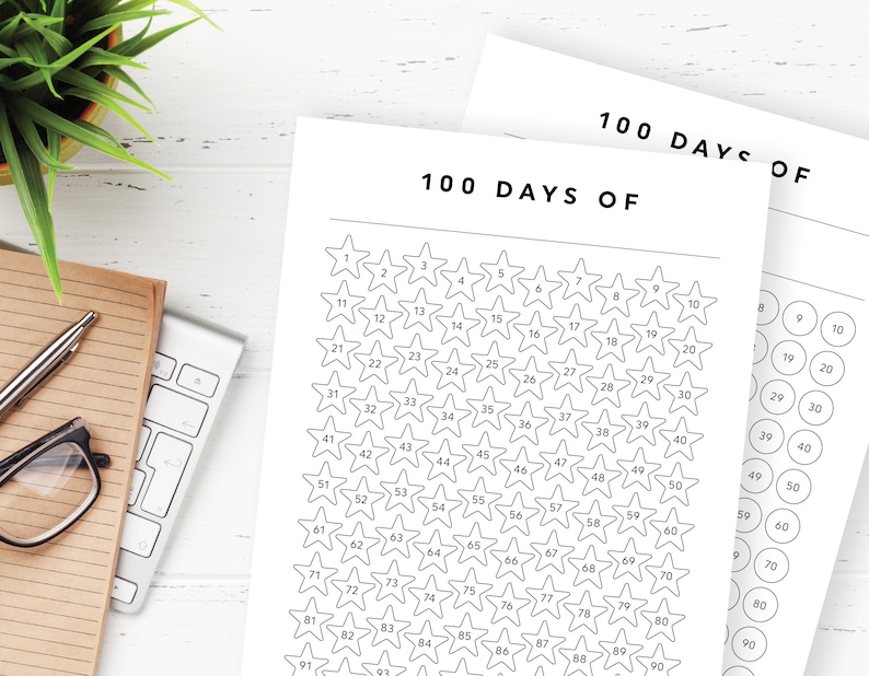 100 Day Habit Tracker Printable 100 Day Challenge Minimal | Etsy