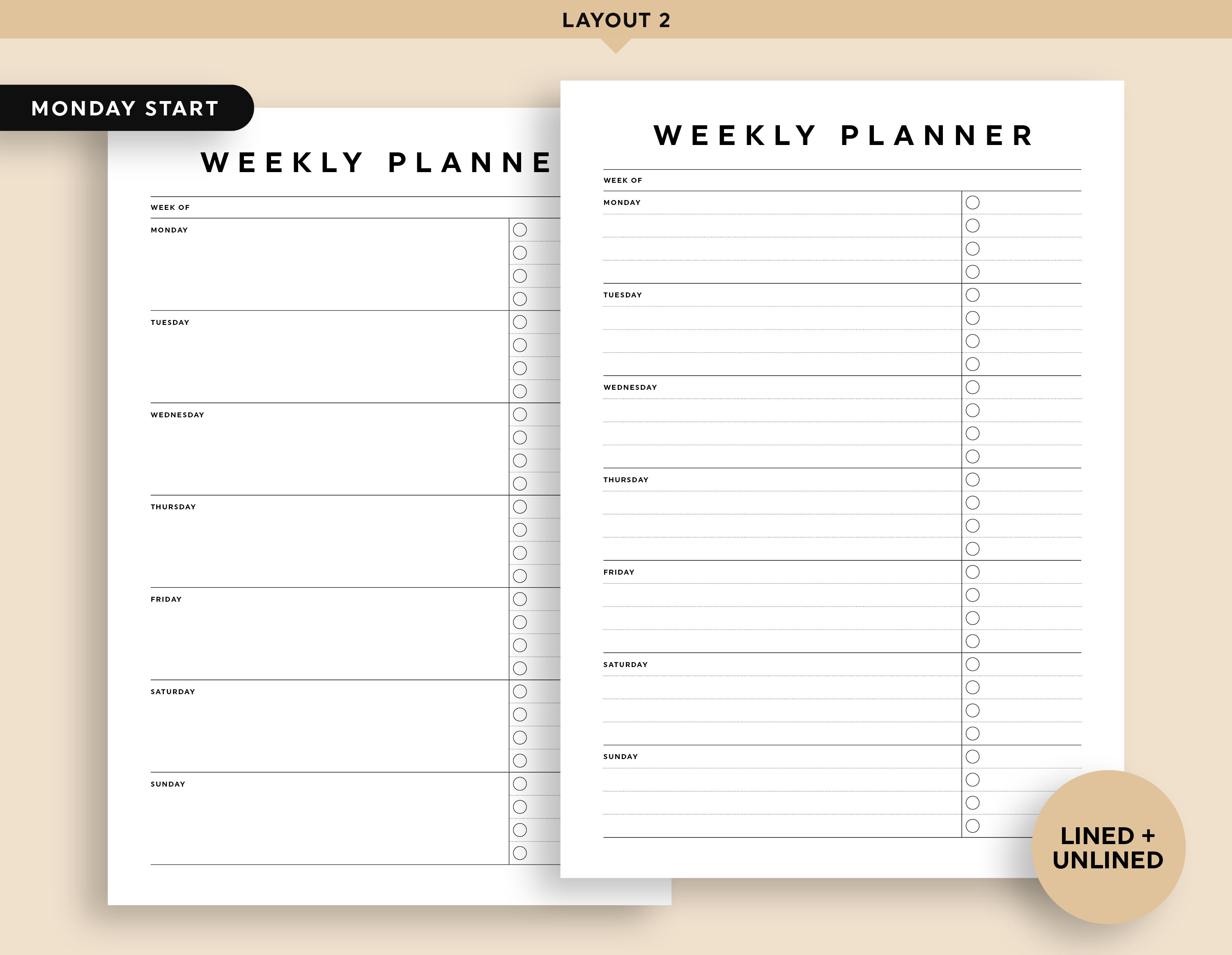Weekly Desk Planner Printable, Days of the Week Calendar, Wall Planner ...