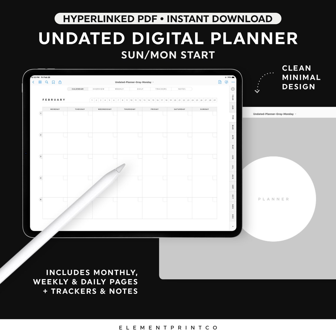 Digital Planner Undated Goodnotes Planner Ipad Planner - Etsy