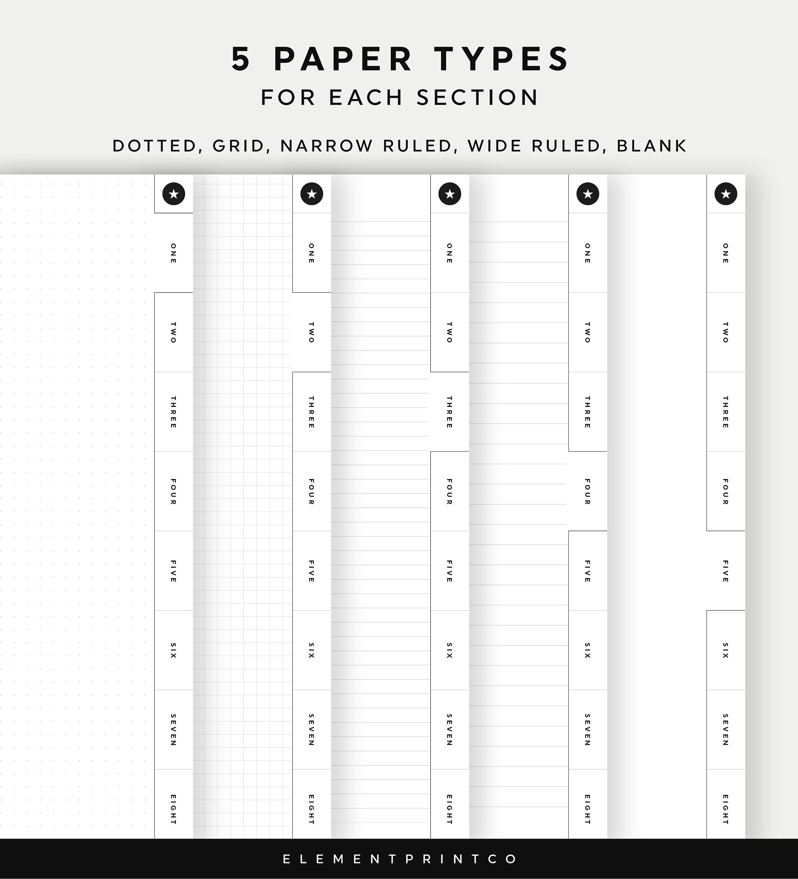 Digital Notebook With Tabs Black Minimal 8 Subject Notebook - Etsy