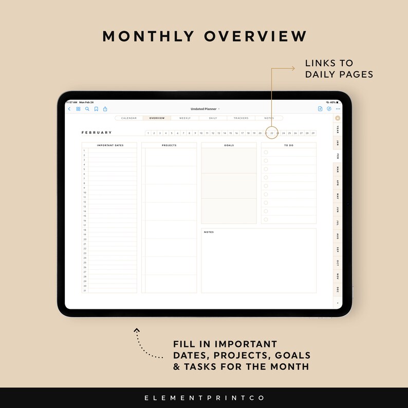 Goodnotes Planner Digital Planner Undated Ipad Planner - Etsy