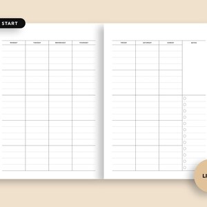 2 Page Blank Monthly Calendar Printable, Two Page Month Calendar, Lined ...
