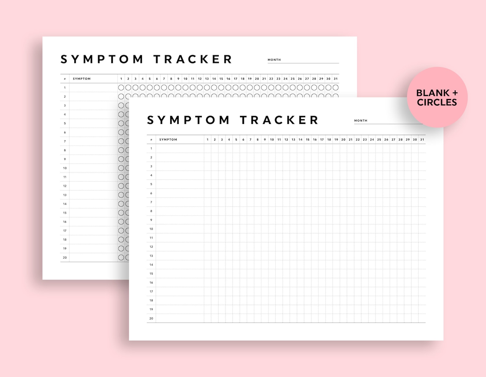Symptom Tracker Template, Monthly Symptom Tracker Printable, Chronic ...