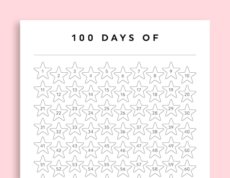 100 Day Habit Tracker Printable, 100 Day Challenge, Minimal Habit ...