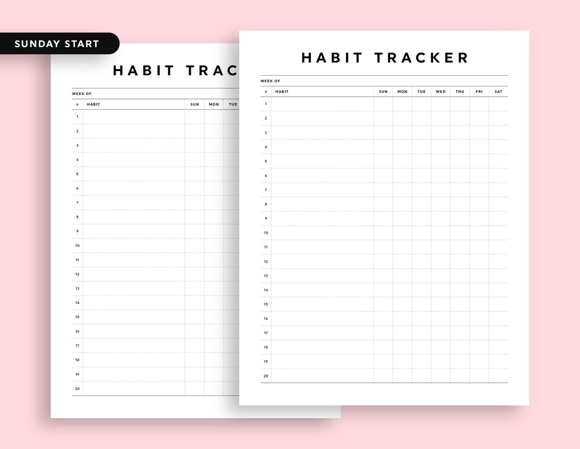 Weekly Habit Tracker Printable Editable Fillable Weekly Habit - Etsy Canada