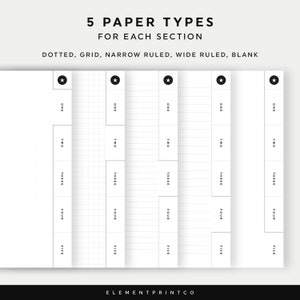 Landscape Digital Notebook With Tabs, Black Minimal 5 Subject Notebook ...