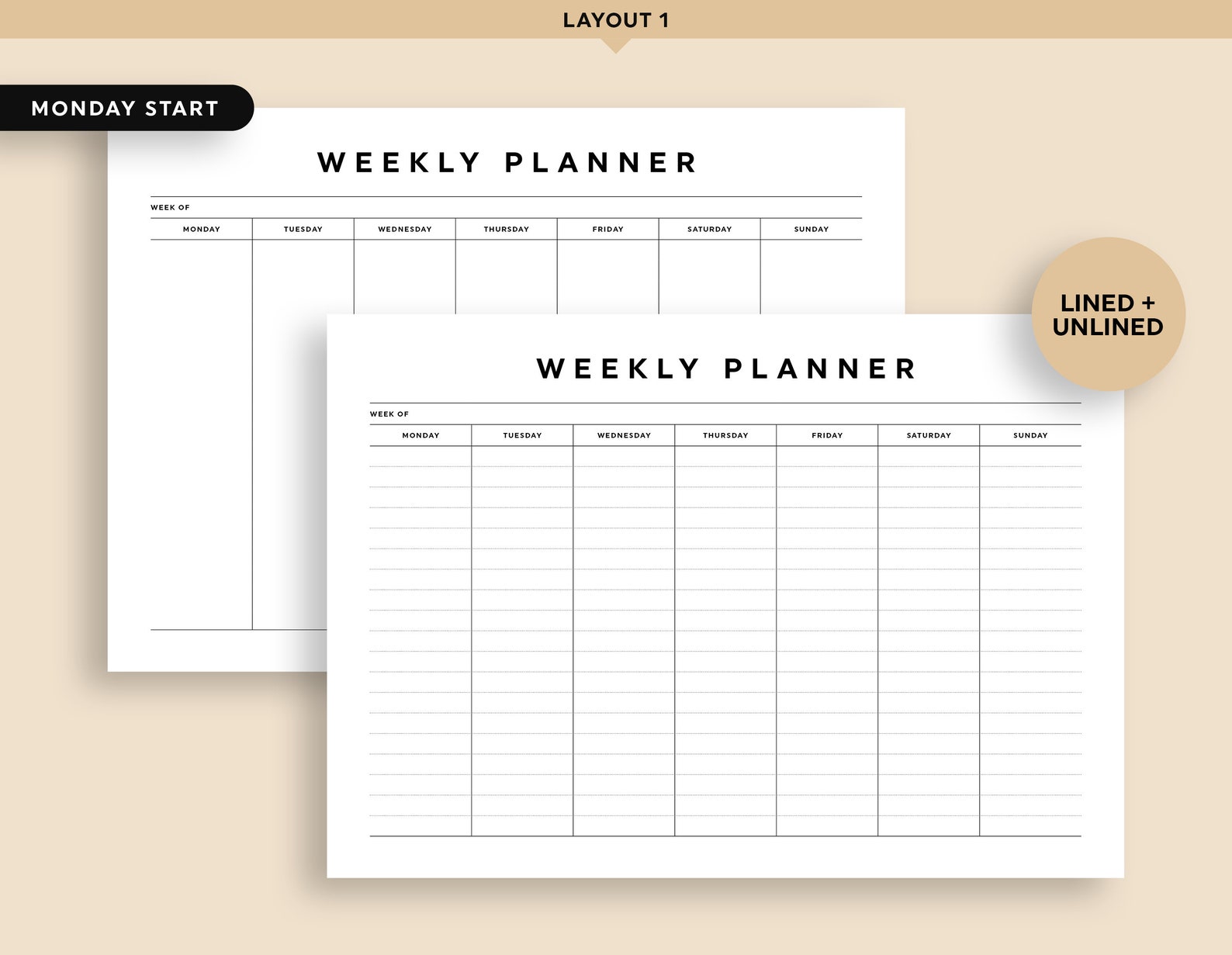 Weekly Planner Printable, Weekly Desk Calendar, Printable Weekly ...