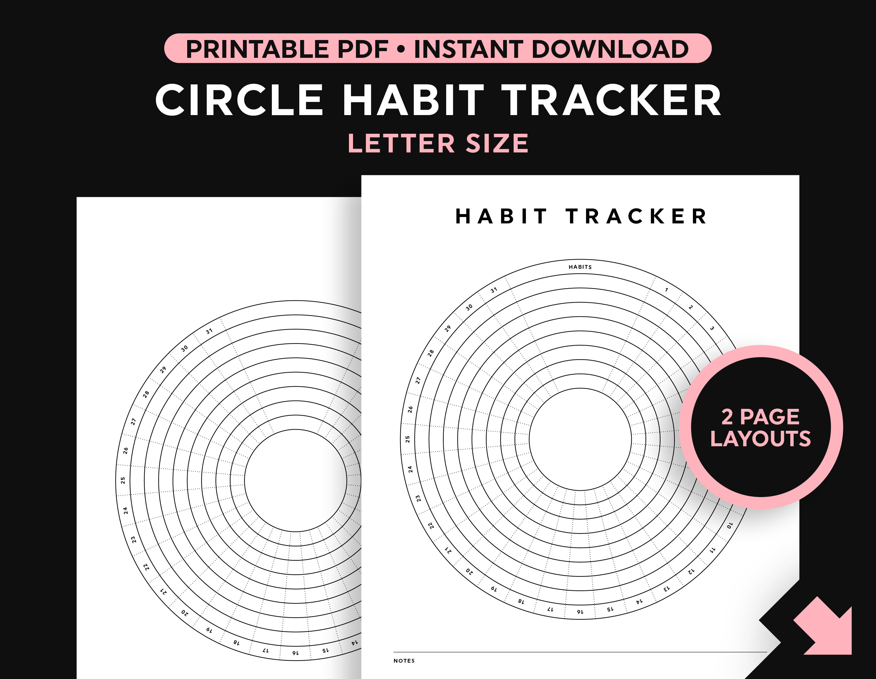 Circle Habit Tracker Printable, Circular Tracker, Habit Tracker ...