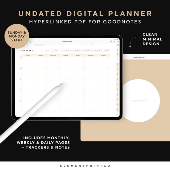 Goodnotes Planner Digital Planner Undated iPad Planner | Etsy