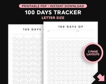 100 Day Habit Tracker Printable, 100 Day Challenge, Minimal Habit ...