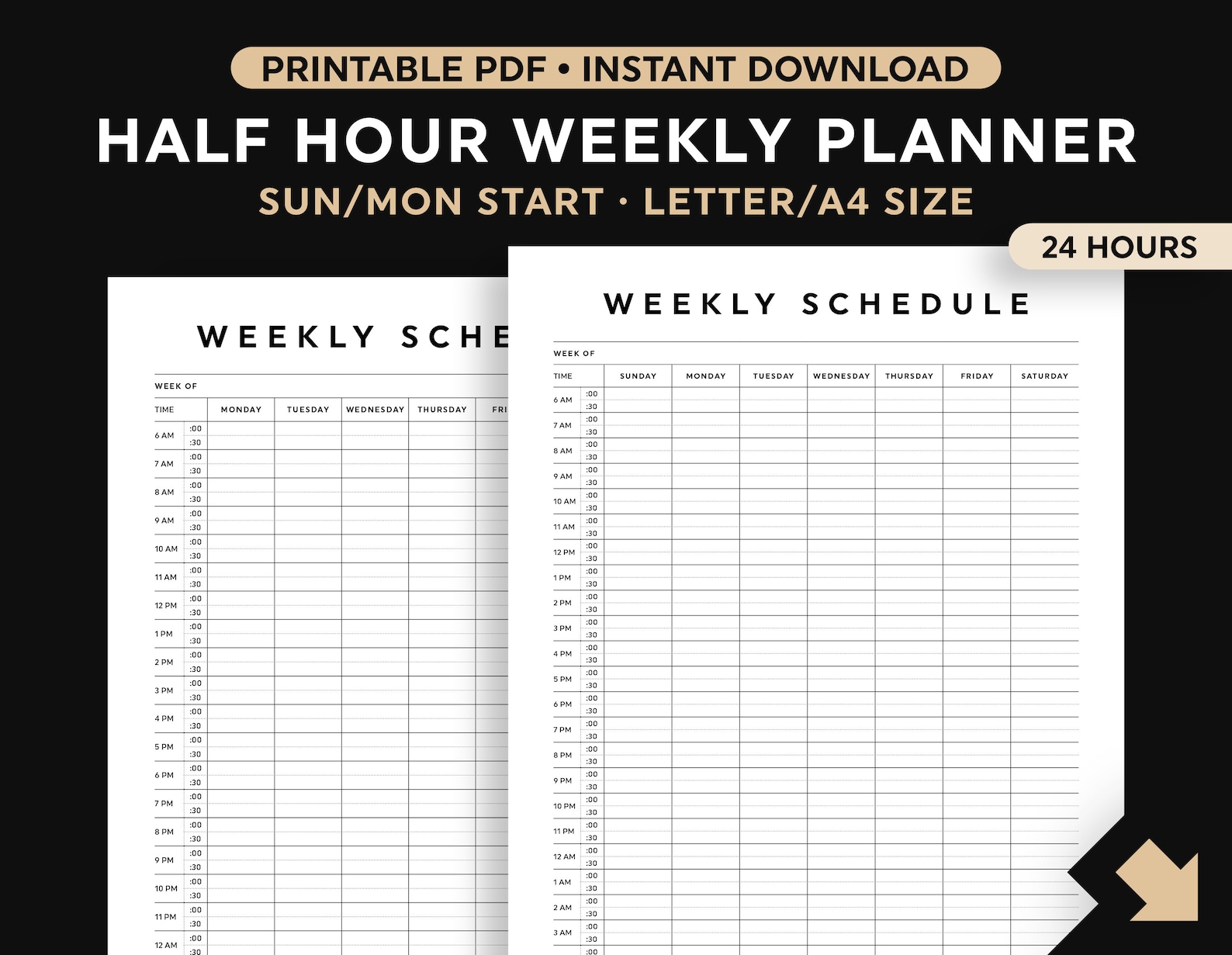 Half Hour Weekly Schedule Printable, Half Hour Daily Schedule Template ...