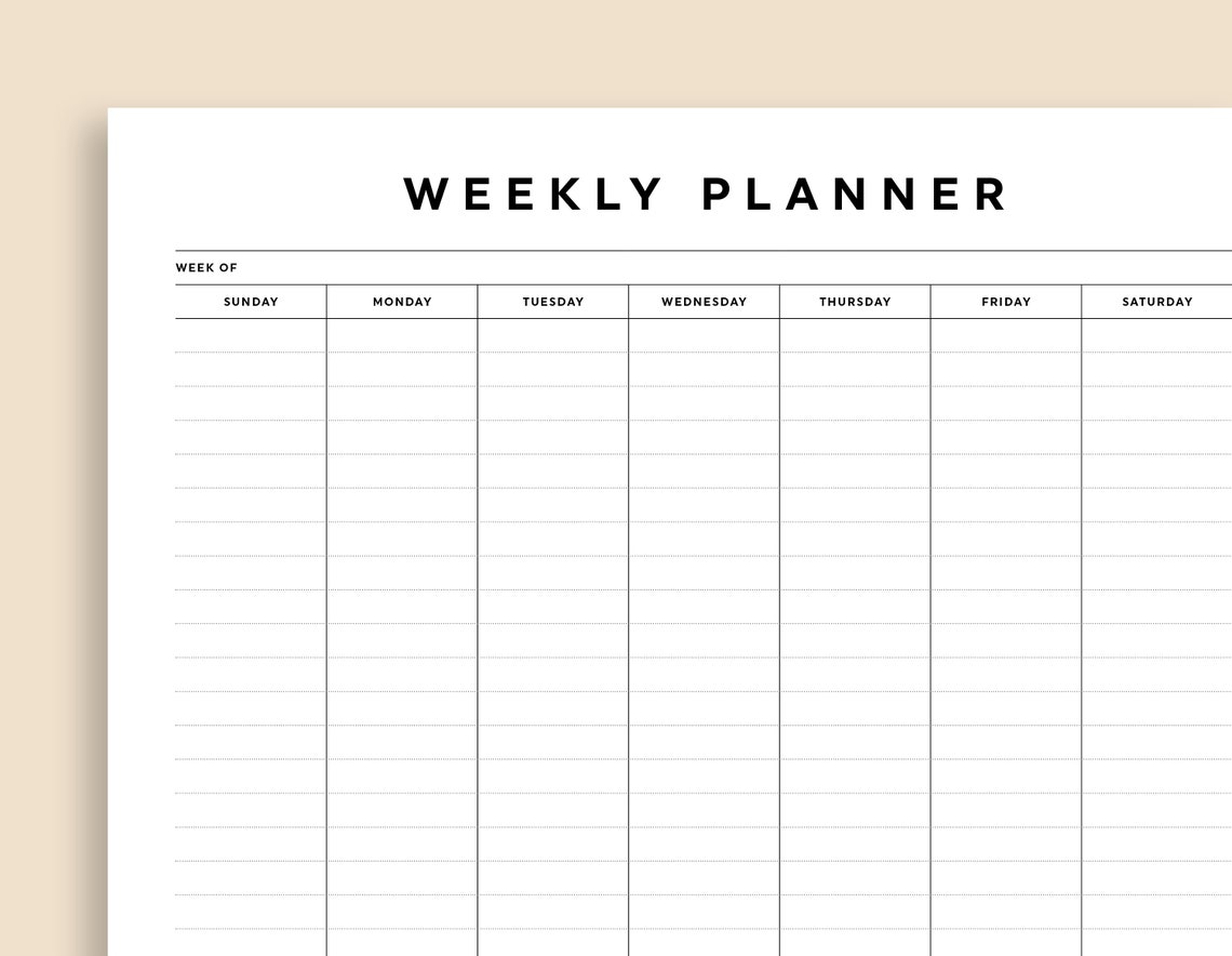 Weekly Planner Printable, Weekly Desk Calendar, Printable Weekly ...