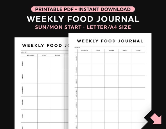 Plantilla Imprimible Para Diario De Alimentos