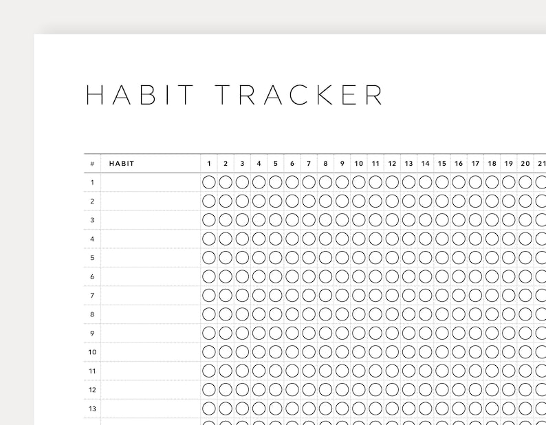 Habit Tracker Template Monthly Habit Tracker Printable | Etsy