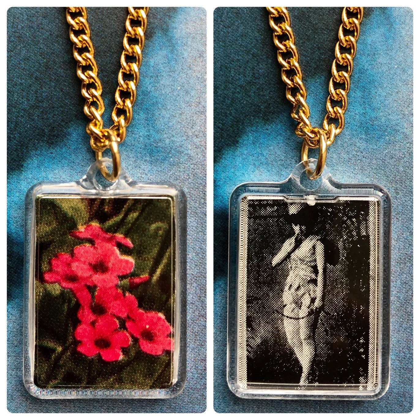 Cottagecore Pendant Necklace / Bright Pink Flowers / Victorian Archer ...