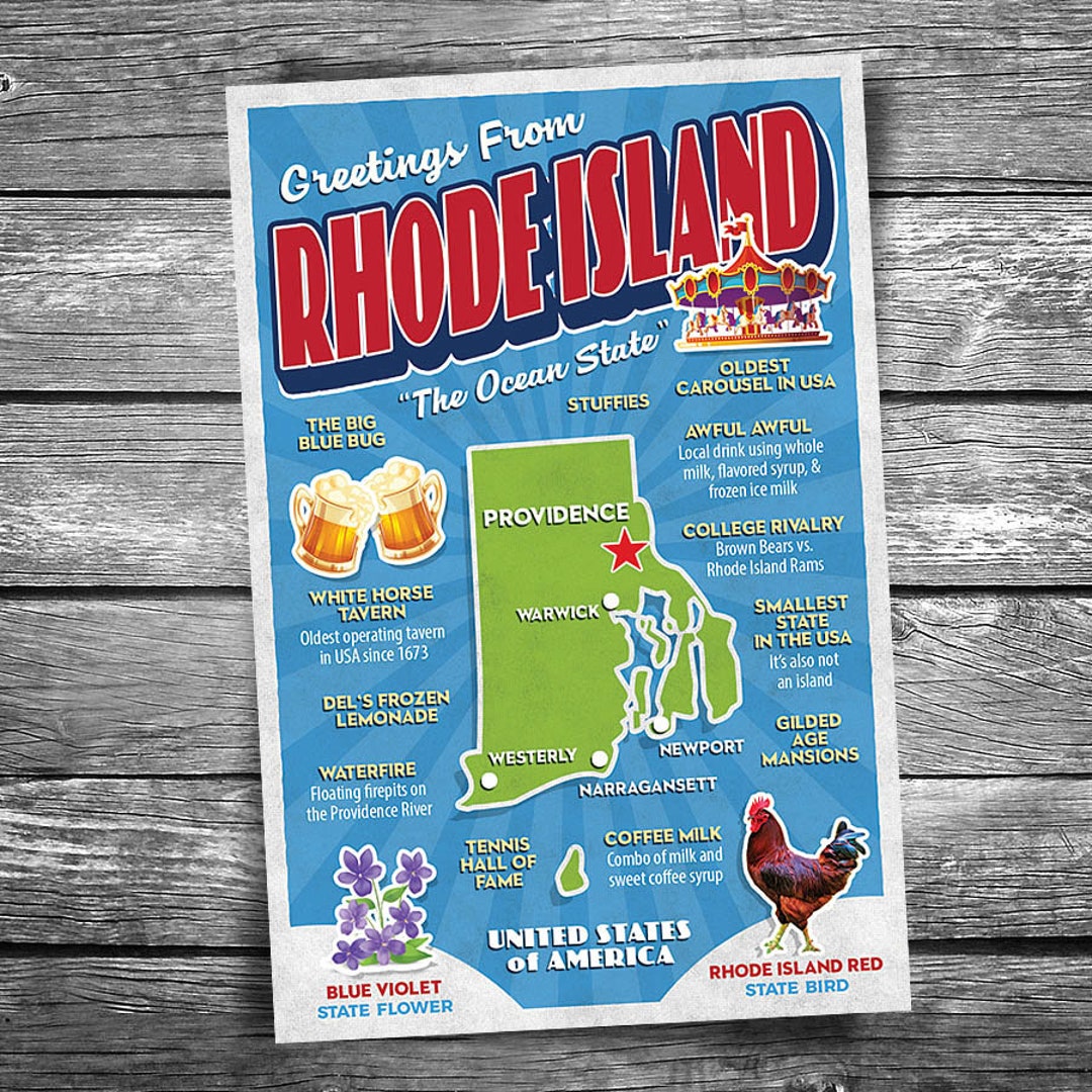 Greetings From Rhode Island | 4x6 Postcard - Etsy