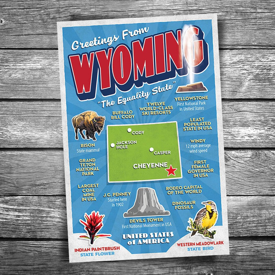 Greetings From Wyoming | 4x6 Postcard - Etsy