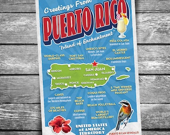 Greetings From Puerto Rico Postcard Image DIGITAL DOWNLOAD Vintage ...