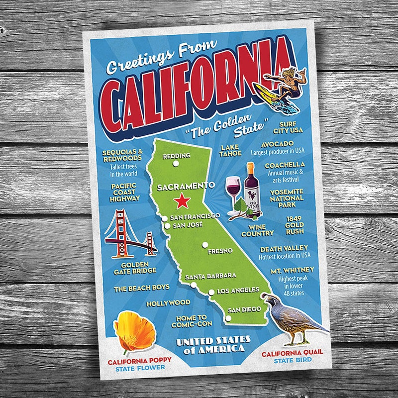 California Greeting Cards - Etsy