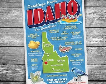 Idaho Postcard Greetings From Idaho Die Cut Letterpress - Etsy