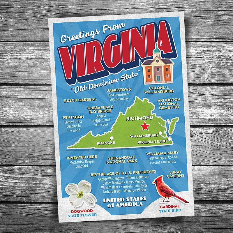Virginia Postcards - Etsy