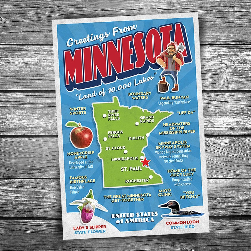 Minnesota Card - Etsy