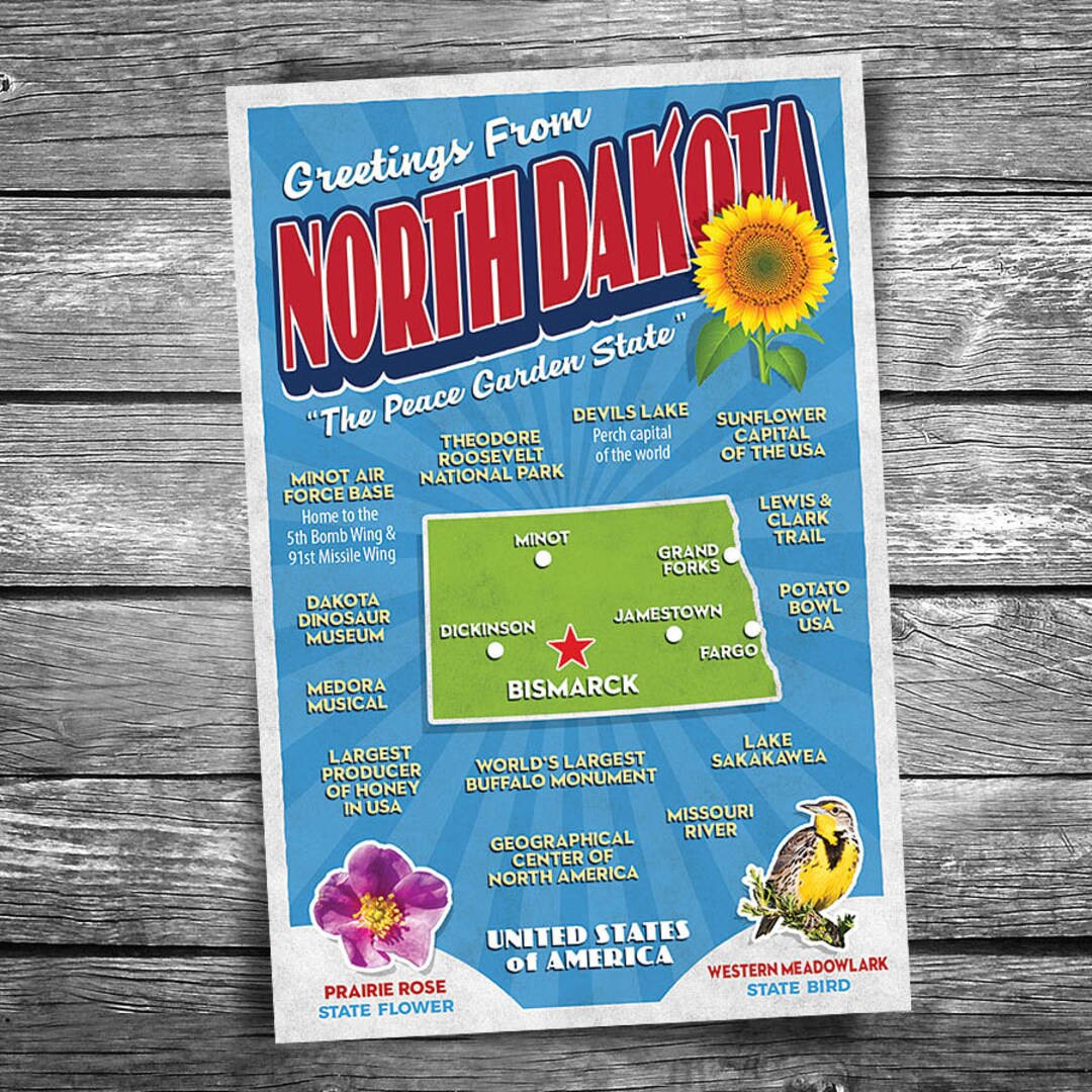 Greetings From North Dakota | 4x6 Postcard - Etsy