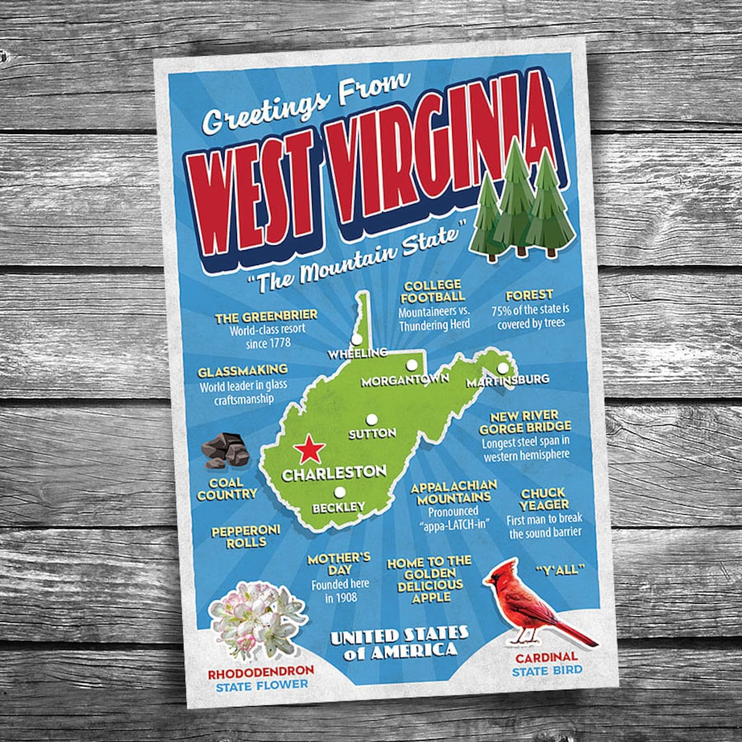 Greetings From West Virginia | 4x6 Postcard - Etsy