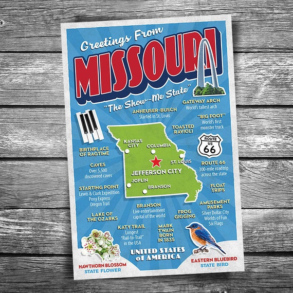 Greetings From Missouri 4x6 Postcard - Etsy