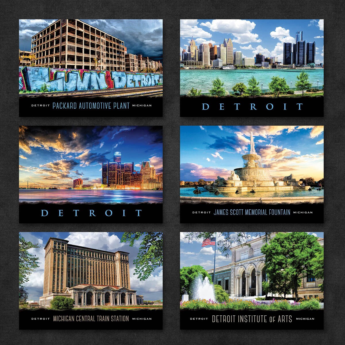 City of Detroit Postcards Set of 12 4x6 - Etsy