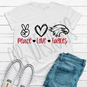 Peace Love Eagles SVG Eagles Mascot SVG Eagles School SVG - Etsy