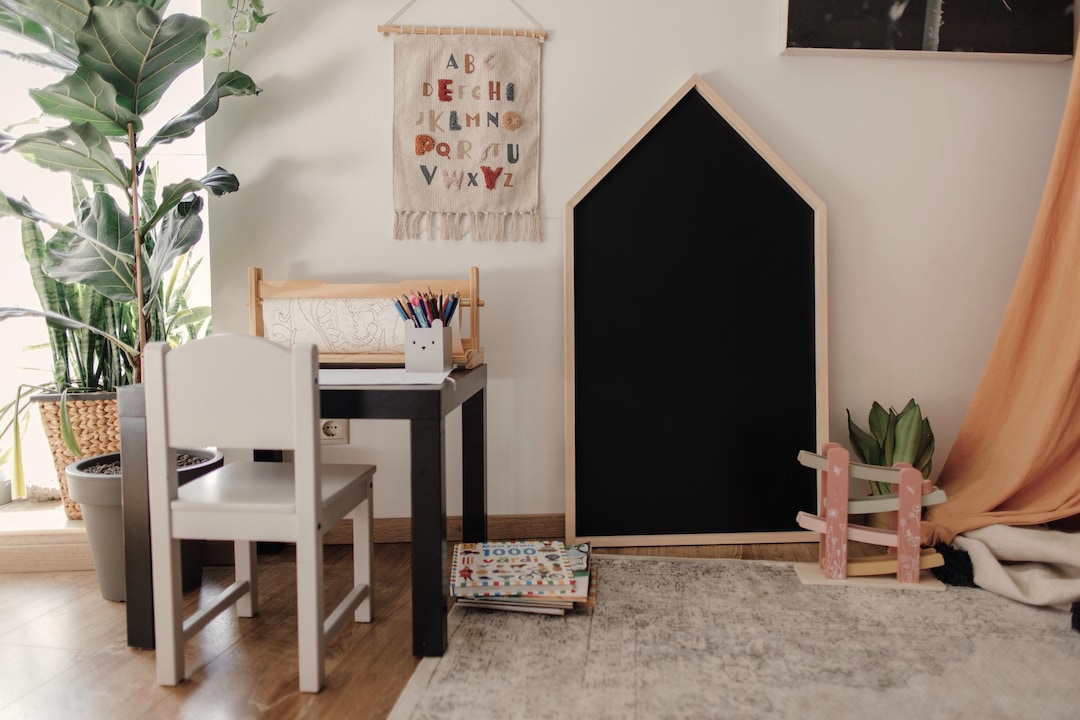 Chalkboard House, Regular66x116cm/26x46 With Wooden Frame, Montessori ...