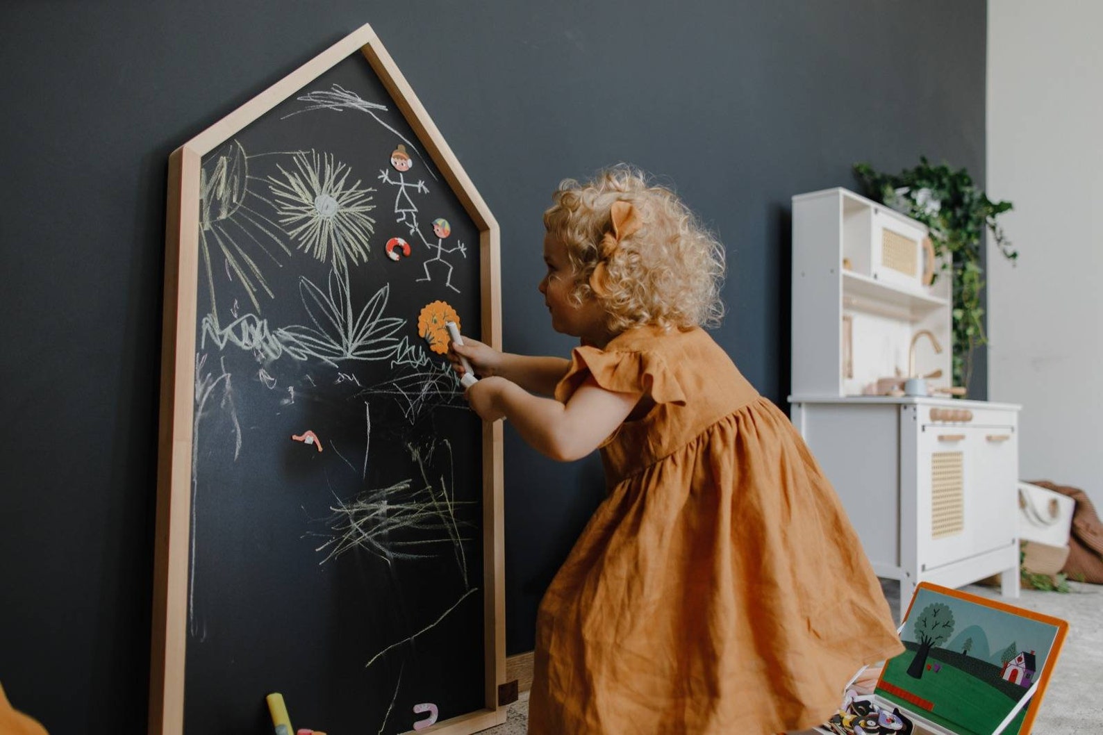 50x100cm/20x39 Magnetic Chalkboard House With Wooden - Etsy