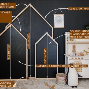 50x100cm/20x39" Regular Chalkboard House With Wooden Frame, Montessori ...