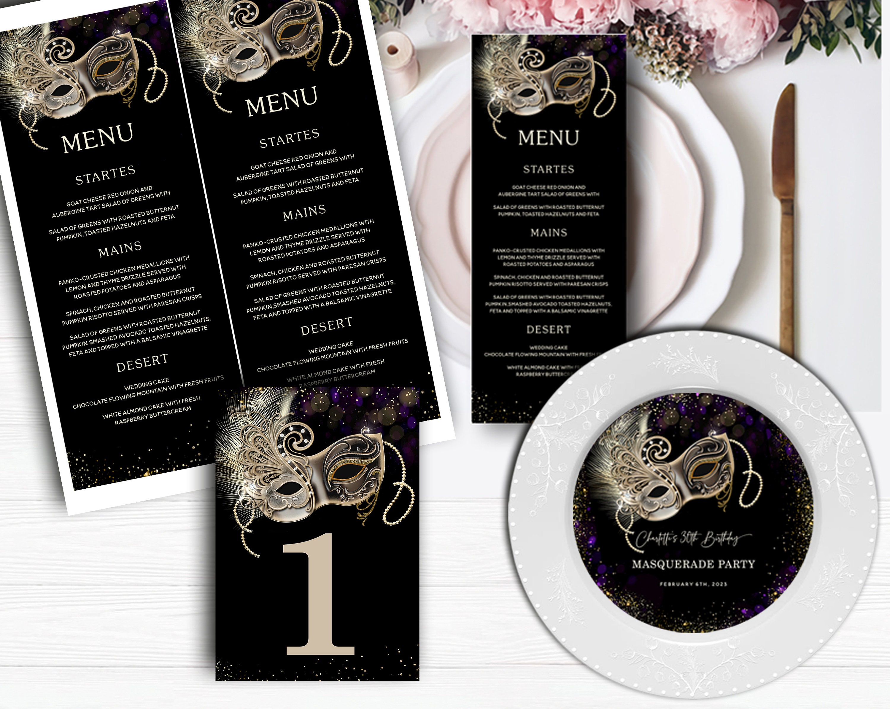 Editable Themes for Masquerade Party Bundle, Birthday Masquerade Party ...