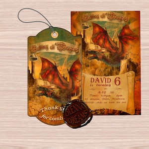 Dragon Party Favor Tags, Dragon Thank You Tags, Dragon Gift Tags ...