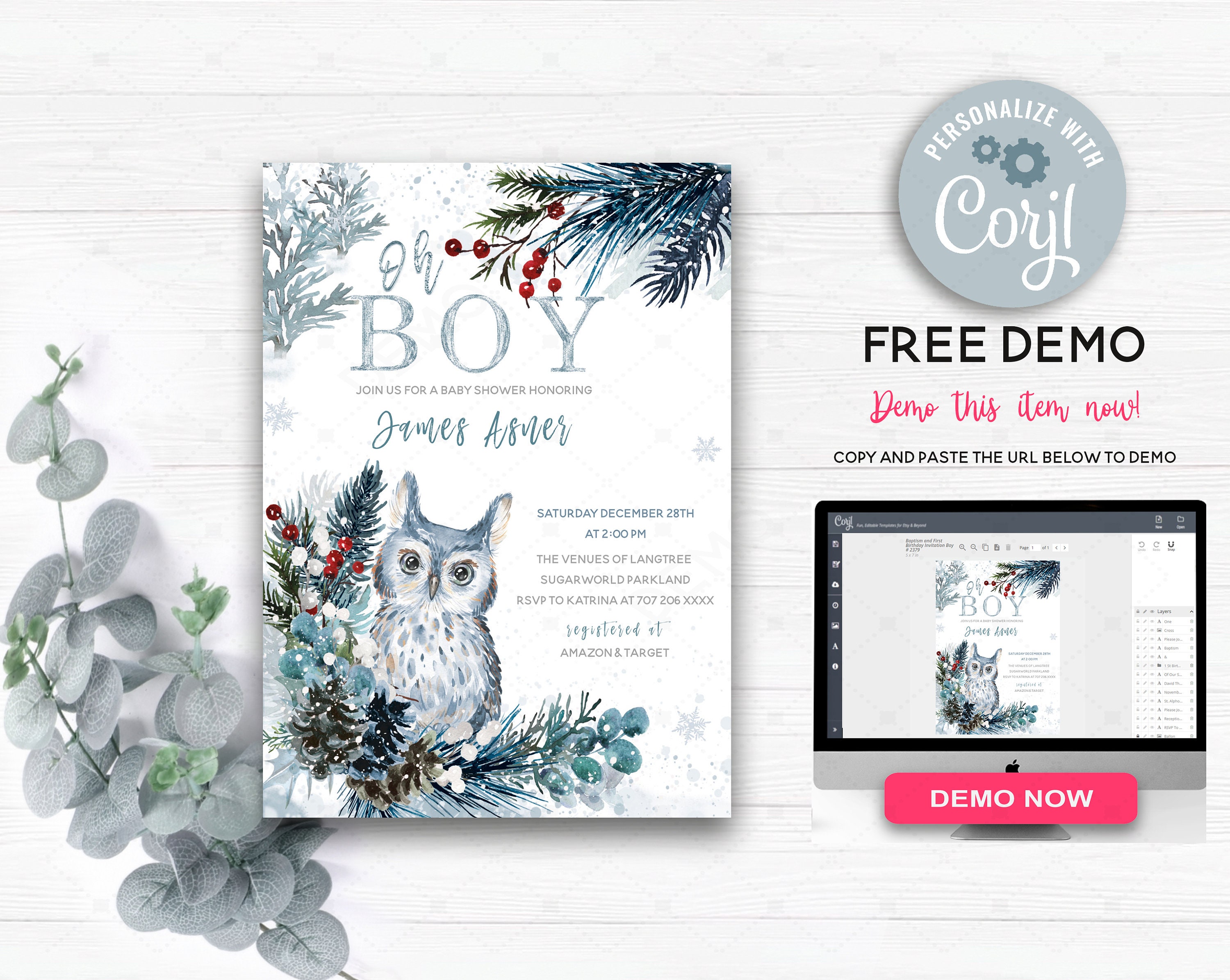 Baby Owl Boy Shower Invitations, Owl Baby Shower Invitations Boy, Boy ...