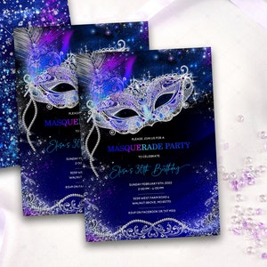 Editable Themes for Masquerade Party Birthday Masquerade - Etsy