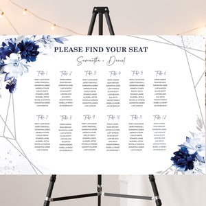 Printed Royal Blue and Silver Seating Chart Foam Board Royal - Etsy