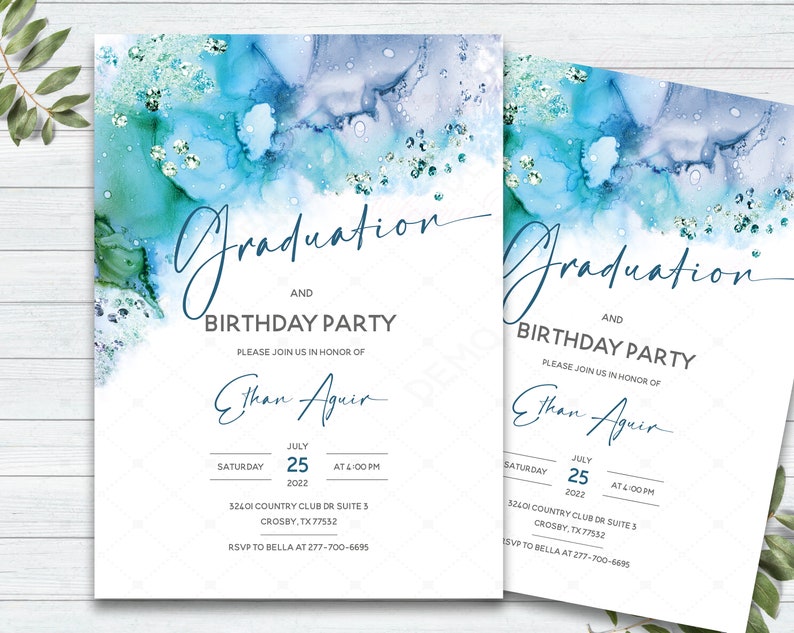 Graduation Birthday Party Invitation Personalized Graduation | Etsy