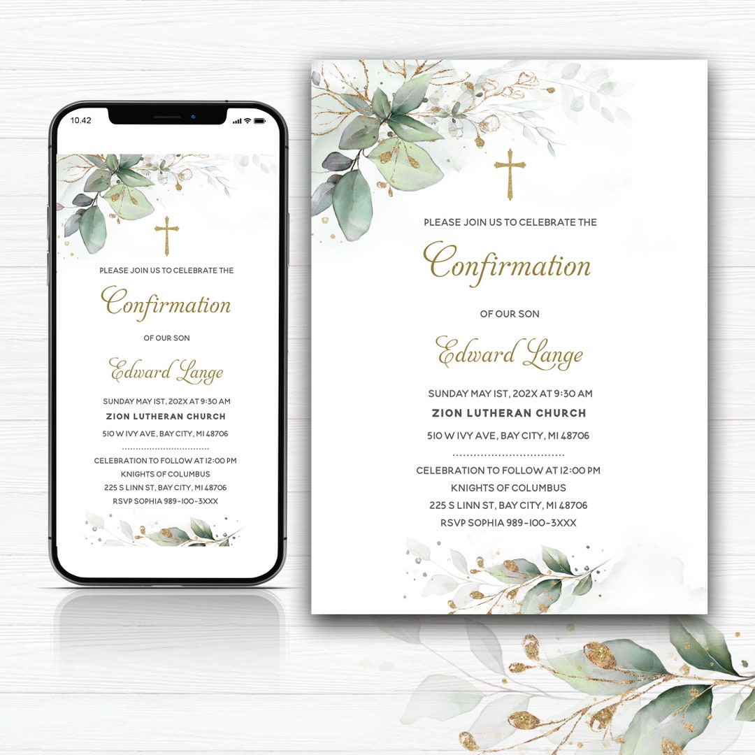 Printable Catholic Confirmation Invitation Cards, Confirmation ...