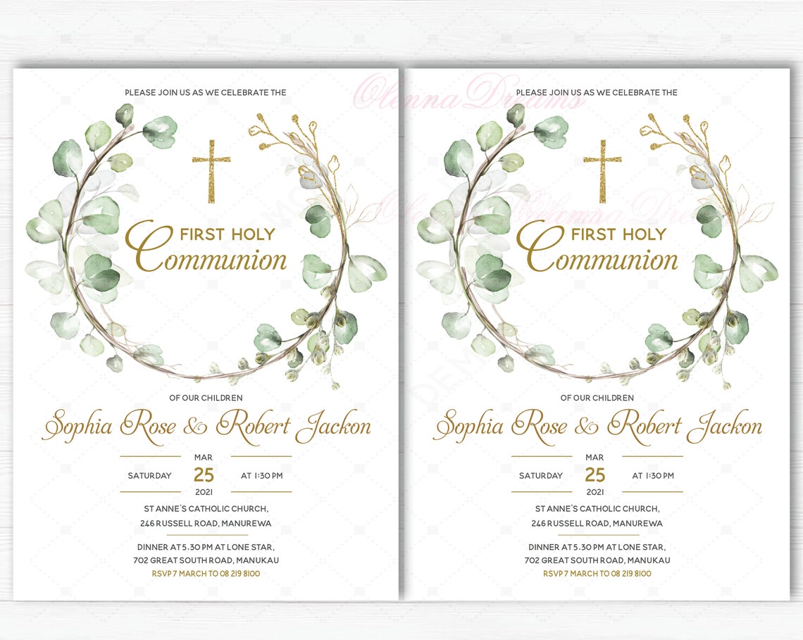 Twin Communion Invitations First Communion Invitation - Etsy