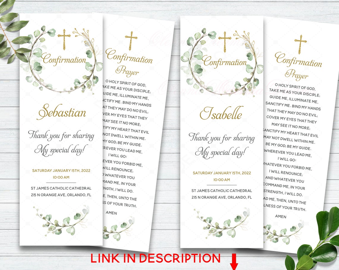 Printable Confirmation Boy, Girl Invitation Cards, Confirmation ...