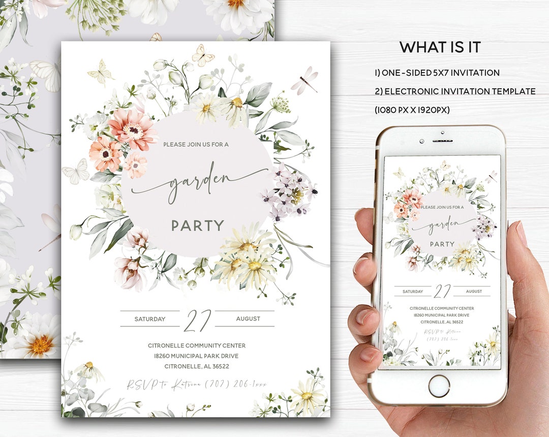 EDITABLE Garden Party Invitation Garden Boho Party Invitation - Etsy