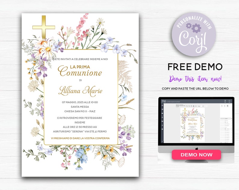 Primera Comunion Invito, First Communion Invitation Template ...